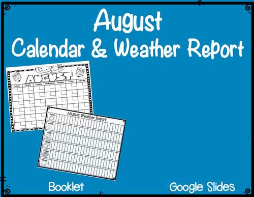 First Grade Daily Calendar & Review Google Slides & Student Booklet: August