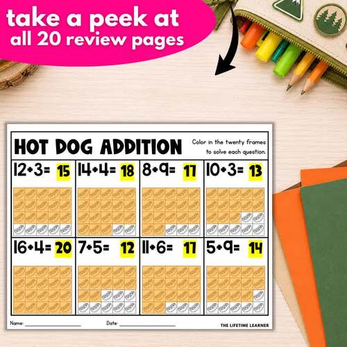 1st Grade Camping Math Packet No Prep Activities End of Year Math Review