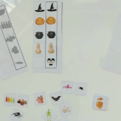 Halloween Task Bins: Matching Memory, Patterning, Shadow Matching