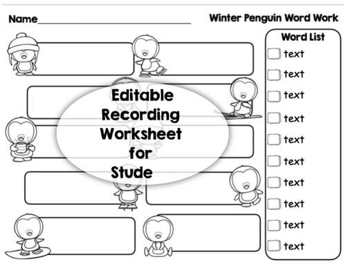 Winter Penguin Editable Activities by KinderJenni | TPT