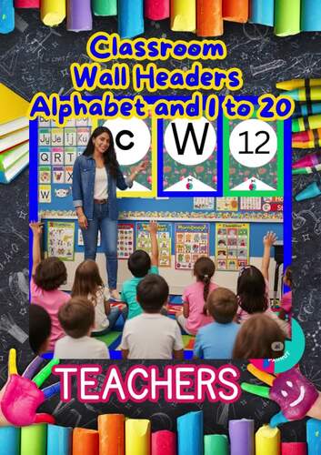 3 Sets Wall Headers: Alphabet (Aa), Number (1-20) Ι Printable Ι Word ...