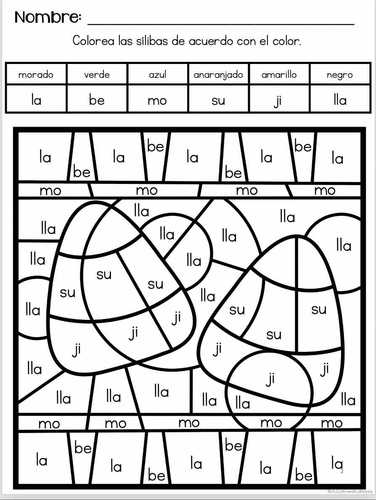 Colorear por sílabas edición de octubre by Calloway's Corner | TPT