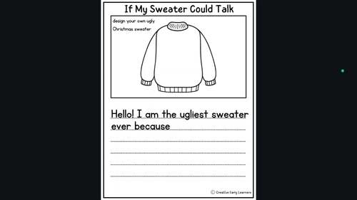 Design An Ugly Christmas Sweater Writing Prompts December Activities ...