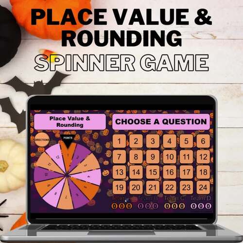 Halloween Math - Place Value & Rounding Spinner Game Digital Activity ...