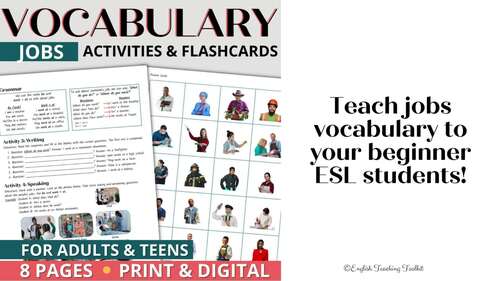 Beginner Adult ESL Vocabulary Activities Worksheets & Flashcards - Jobs