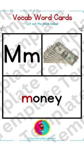 Kindergarten Vocabulary Cards | Letter M | Phonics | Writing | Reading