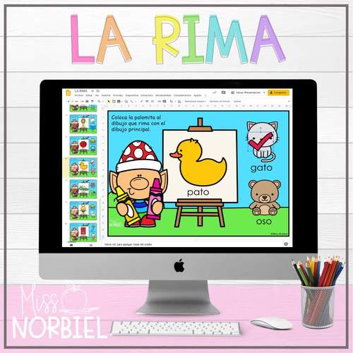 Rhyming words in spanish for Google Classroom™, Rimas en Google slides™.