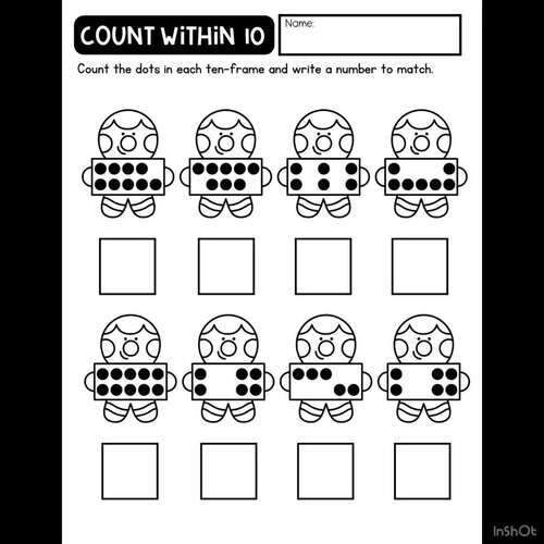 Gingerbread Man Writing Numbers to 20 + Subitizing Math Worksheets
