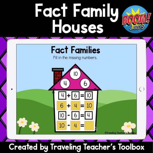 Fact Family Houses Addition and Subtraction within 10 Boom Cards