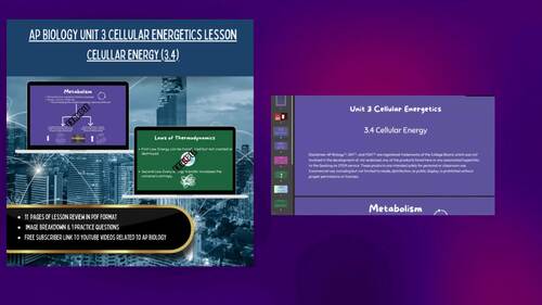 AP Biology UNIT 3 Cellular Energetics 3.4 Cellular Energy Lesson Guide