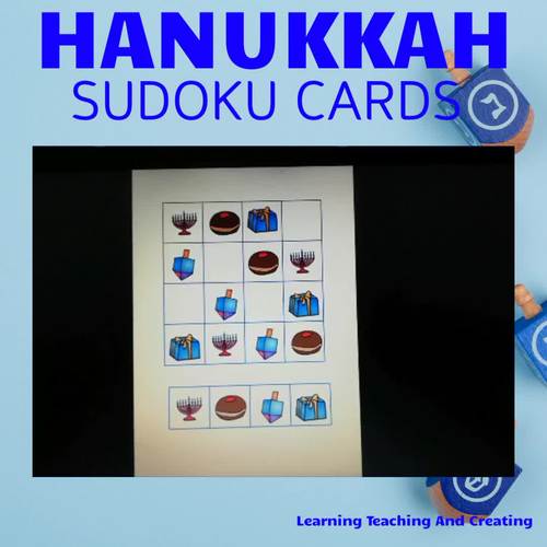 HANUKKAH SUDOKU CARDS FOR KINDERGARTEN AND PRESCHOOL | TPT