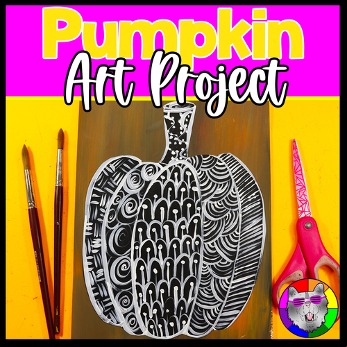 Pumpkin Line Art Painting: Autumn or Fall Zen Doodle Art Lesson | TPT