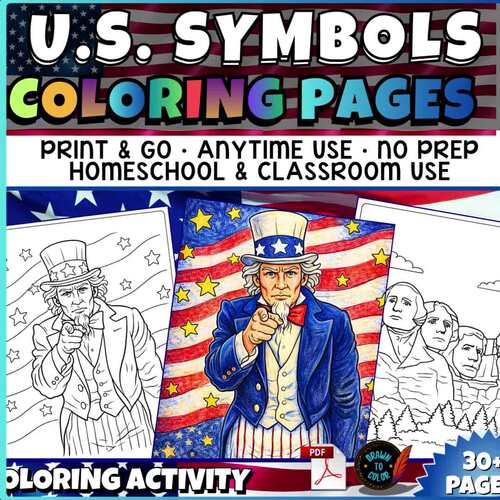 U.S. Symbols Coloring Pages | American Landmarks & History | No Prep