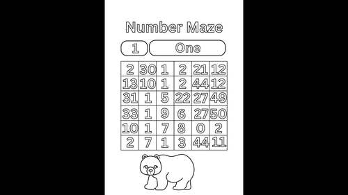 Number Maze :Animal Counting 1-50 | Math Game by Taro Creator | TPT