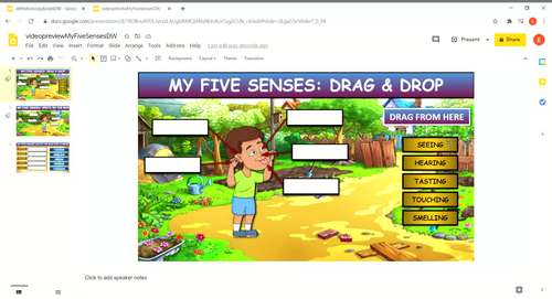 My Five Senses: Digital Worksheets: Drag & Drop: Distance Learning