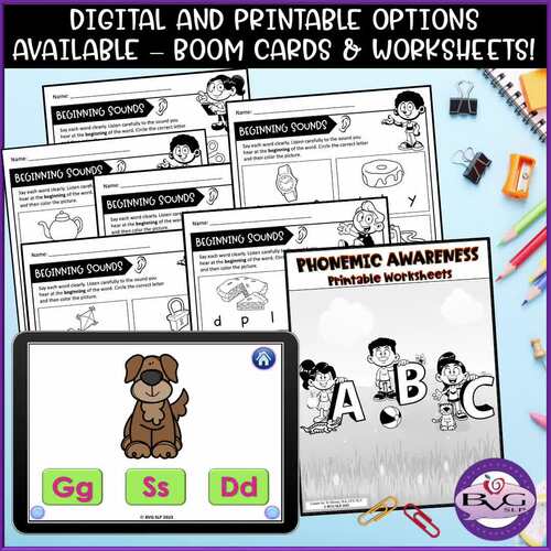 Alphabet Worksheets | Phonemic Awareness Beginning Sounds Digital BOOM ...