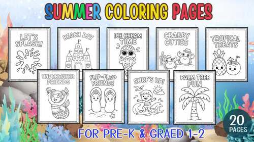Summer Coloring Pages: Fun Beach & Ocean Adventures | Preschool & Grade 1-2