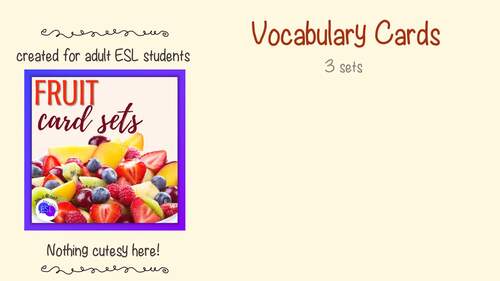Fruit Vocabulary Card Sets for Adult ESL by Rike Neville | TPT