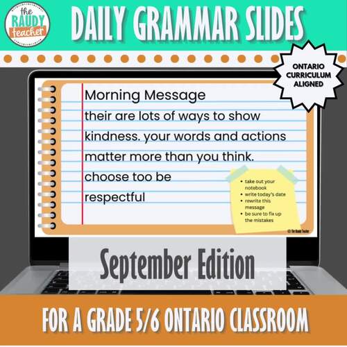 Grade 5 6 September Daily Grammar Slides | Ontario Language Curriculum