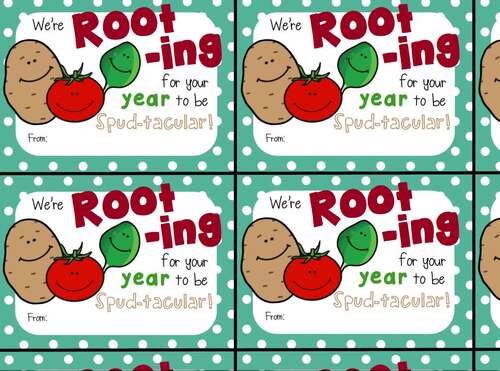 Veggie Straws (Chips) Beginning of Year (BOY) Gift Tag- I'm rooting for ...