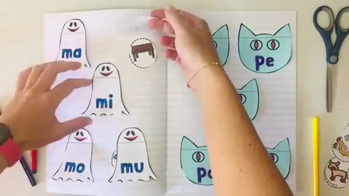 Halloween Hojas trabajo lectura sílabas Interactive Notebook Spanish