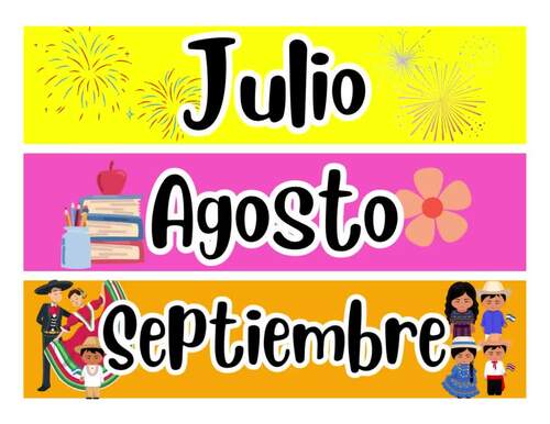 Spanish Calendar (calendario) - Classroom Decor (Pictures on months)