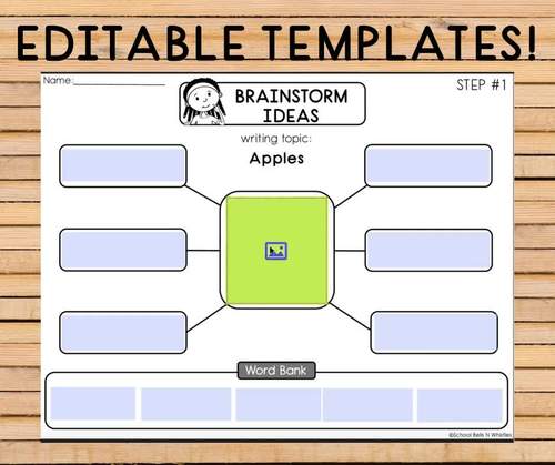 EDITABLE WRITING PROCESS TEMPLATES by School Bells N Whistles | TPT