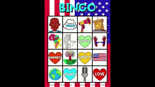 Martin Luther King Jr. Bingo Game with Black History Month Vocabulary ...