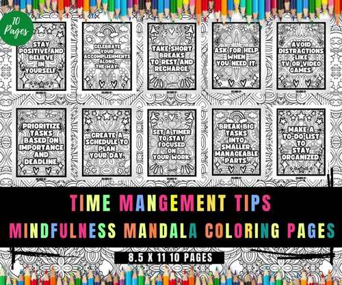 Time Management Activities Tips, Mindfulness Relaxing Coloring Sheets ... Time Management Activities Tips, Mindfulness Relaxing Coloring Sheets ...