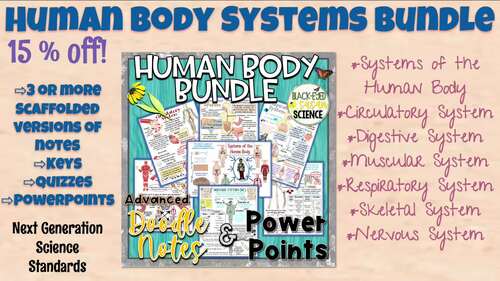 Human Body Systems Doodle Notes & Quizzes Bundle w/PowerPoints | TPT