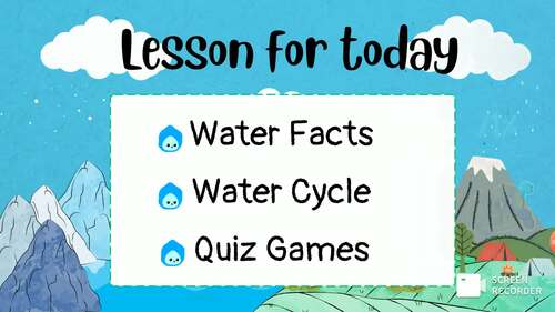 Water Cycle Water life PowerPoint Lesson Quiz Games Slides for 1st 2nd 3rd