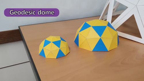 DIY 3D Paper geodesic dome model, 3 types, mathematics activities, polygon