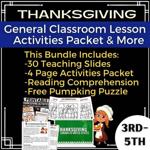 Thanksgiving Sub Plans Activities Bundle & No Prep Classroom Lesson ...