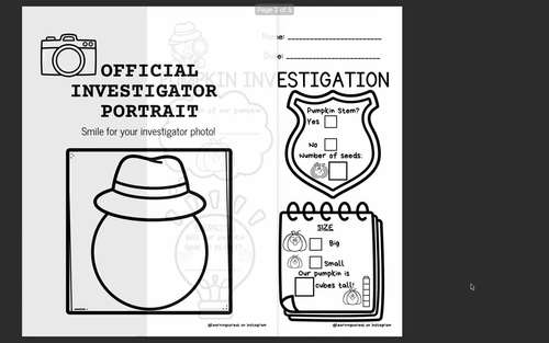 Pumpkin Investigation Activities PreK, Kindergarten, First, Second