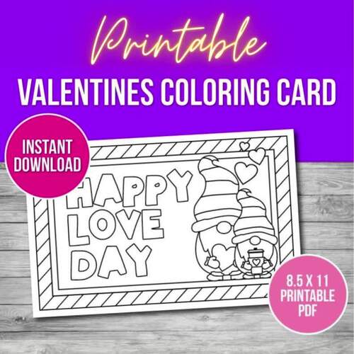 Valentine's Day Coloring Craft for Kids, Printable Valentine Classroom ...