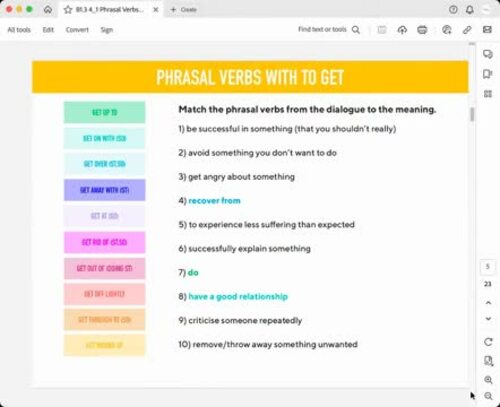 ESL Intermediate Phrasal Verbs with Get Bundle by ESL Adult Workshop
