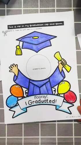 End of Year Graduation Photo Craft |Cap & Gown Template |Memory Writing ...