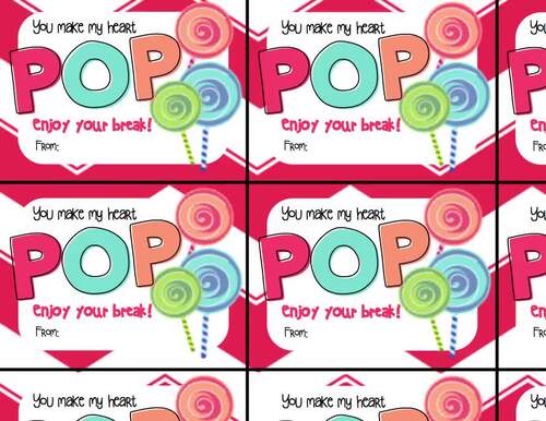 Lollipop Christmas (Winter Break) Holiday Gift Tag- You make my heart pop!