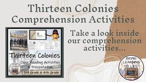 Thirteen Colonies Close Reading Comprehension Activities | 3rd Grade ...