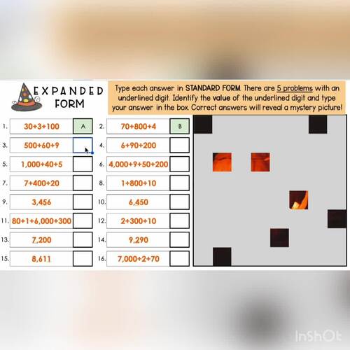 Expanded Form Digital Resource | Halloween Math Activity by Sullivan in ...