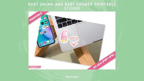 Baby Gnome and Baby Shower Printable Sticker by Apixsala | TPT