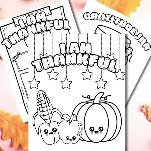 I Am Thankful Coloring Book | Thankful Coloring Page | Gratitude Jar