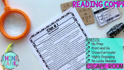 5th Amendment ESCAPE ROOM Activity - Reading Comprehension - Constitution