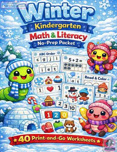 Winter Kindergarten Math & Literacy No-Prep Packet | TPT