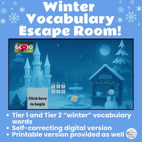 Fun Vocabulary Game | Winter Escape Room | Digital & Print | Middle School