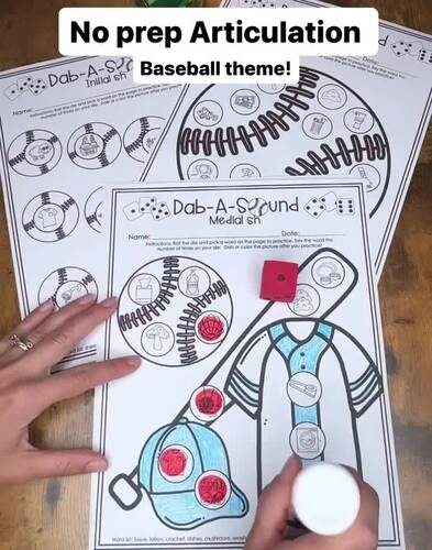 Dab-A-Sound Baseball Edition: No Prep Speech Therapy Pages for Articulation
