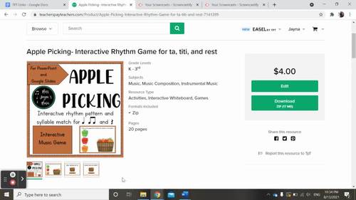 Apple Picking- Interactive Rhythm Game for ta, titi, and rest | TPT