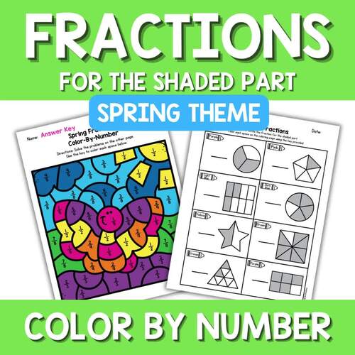 Spring Fractions Color by Number Code Butterfly | 2nd 3rd Grade Math ...