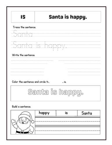 Santa Sight Word IS – Read, Write & Color Worksheets by El Club de Lucas