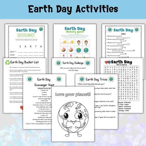 Earth Day Activity Bundle | Printable Games, Crafts & Worksheets for Kids